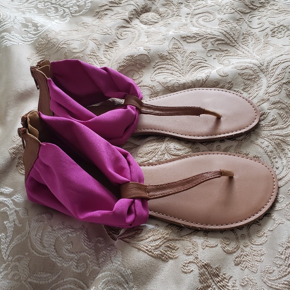 Shoes | Magenta Zip Thong Sandals | Poshmark